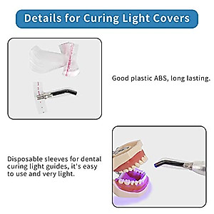 Dental Curing Light Lamp Cover Disposable LED Light Guide Sleeves 200PCS, Implant Protective Cure Covers for Curing Tips - Plastic Optic & Transparent Sheet