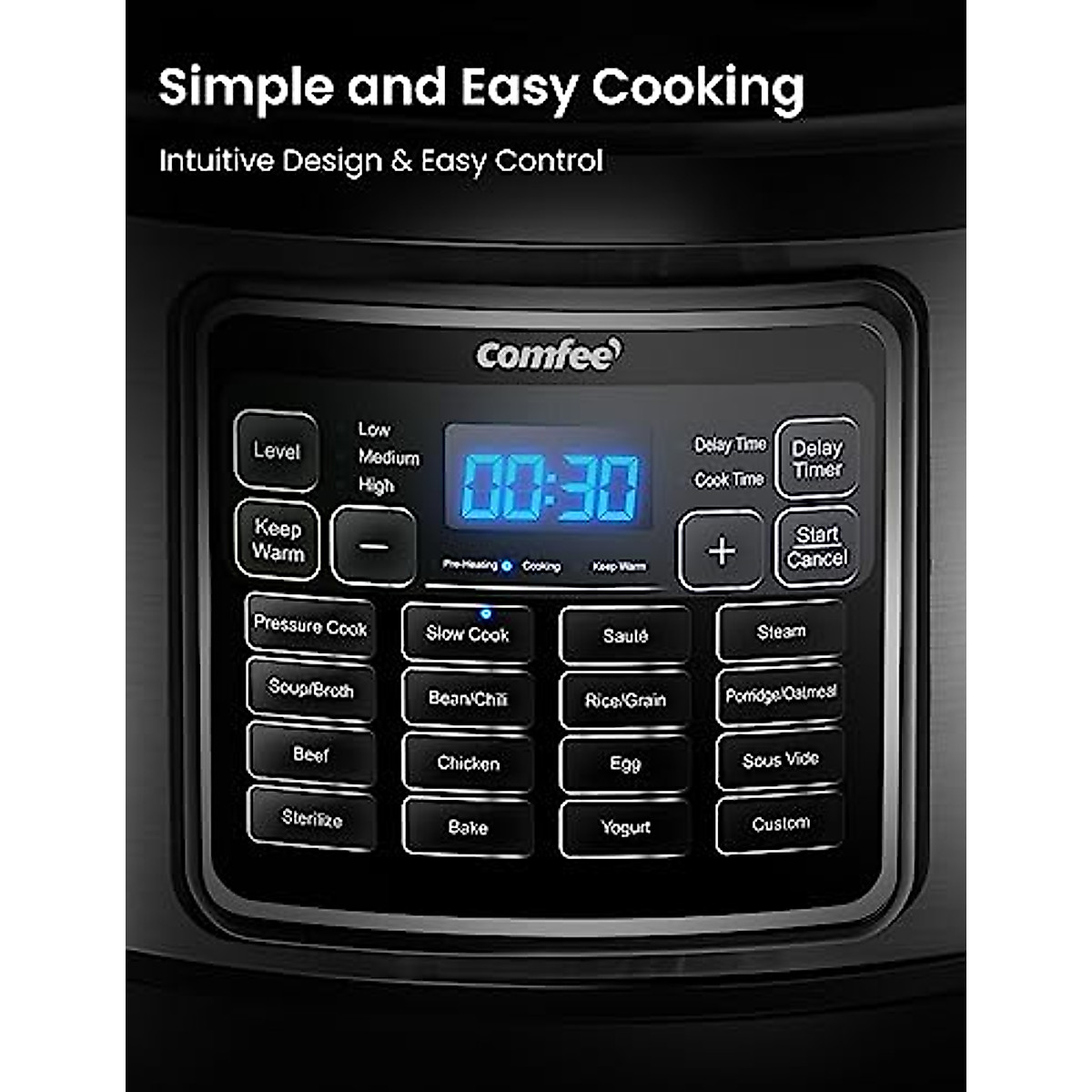 COMFEE’ 16 in 1 Electric Pressure Cooker Instant Multi Cooker Olla de Presion Non-Stick Pot Yogurt Maker Rice Cooker Slow Cooker Sauté Steamer 8 Quarts Stainless Steel