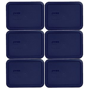 Pyrex 7210-PC 3 Cup Blue Rectangle Plastic Storage Lid, Made in USA - 6 Pack