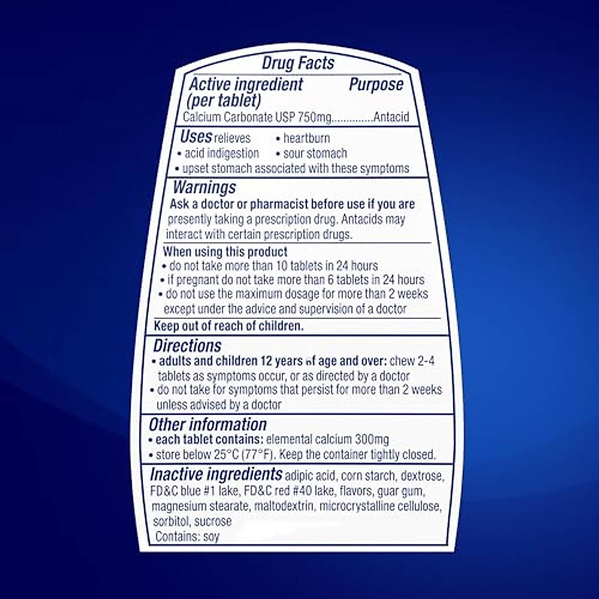 TUMS Antacid Smoothies Berry Fusion Tablets 60 Count