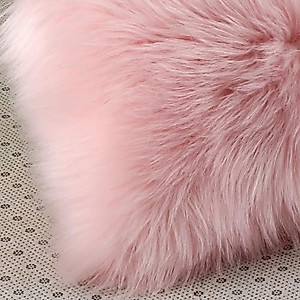 TTLOJ 2 Pack Decorative Pillows(with Insert) for Play Tent, Rooms, Heart & Rectangle, Faux Fur Throw Pillow, Soft Pillow for Birthday Thanksgiving Christmas Girls Boys Gift-Pink