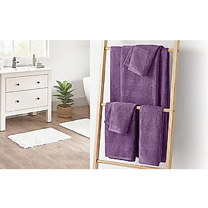 CANNON Shear Bliss Quick Dry 100% Cotton Hand Towels (16" L x 26" W), Slim Lightweight Design, Textured Dual Weave, Low Lint Absorbent (2 Pack, Plum)…