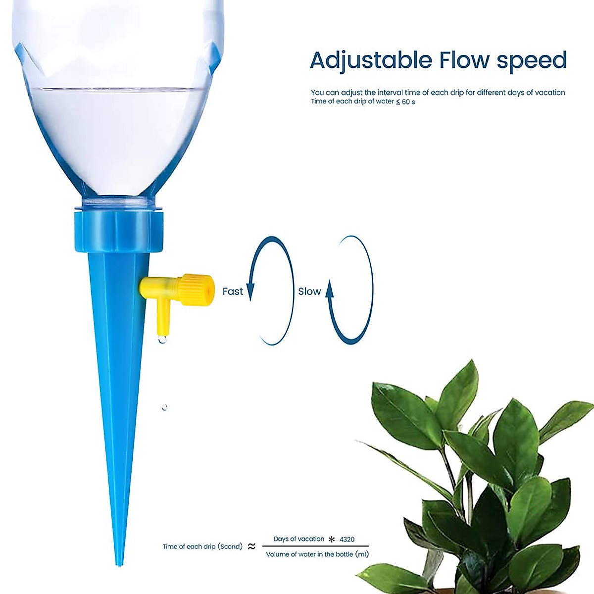 eusbon 18PCS Plant Self-Water Spikes Watering Devices, Adjustable Watering System with Control Valve Switch for Indoor Outdoor Plants Vegetables