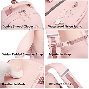 KIDNUO Backpack for Girls, 15.6 Inch Laptop School Bag Kids Kindergarten Elementary College Backpacks Large Bookbags for Teen Girls Women Students Casual Travel Daypacks (Pink L)