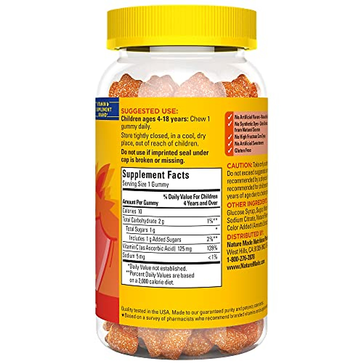 Nature Made Kids First Vitamin C Gummies, Dietary Supplement for Immune Support, 110 Gummies, 110 Day Supply