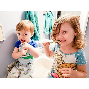 ROARex® All-Natural Eco Friendly Kids Toothbrush Made from Plants - Dinosaurs 4-36m - Baby to Toddler - Blue/Green - 4pk | 1% for The Planet Product