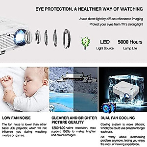 Native 1080p Full HD WiFi Bluetooth Projector, High Brightness Gaming Projectors Outdoor Movie Night, Android OS TV Projector App Netflix Airplay, Compatible with Android/iOS, TV Stick, DVD, PC, HDMI