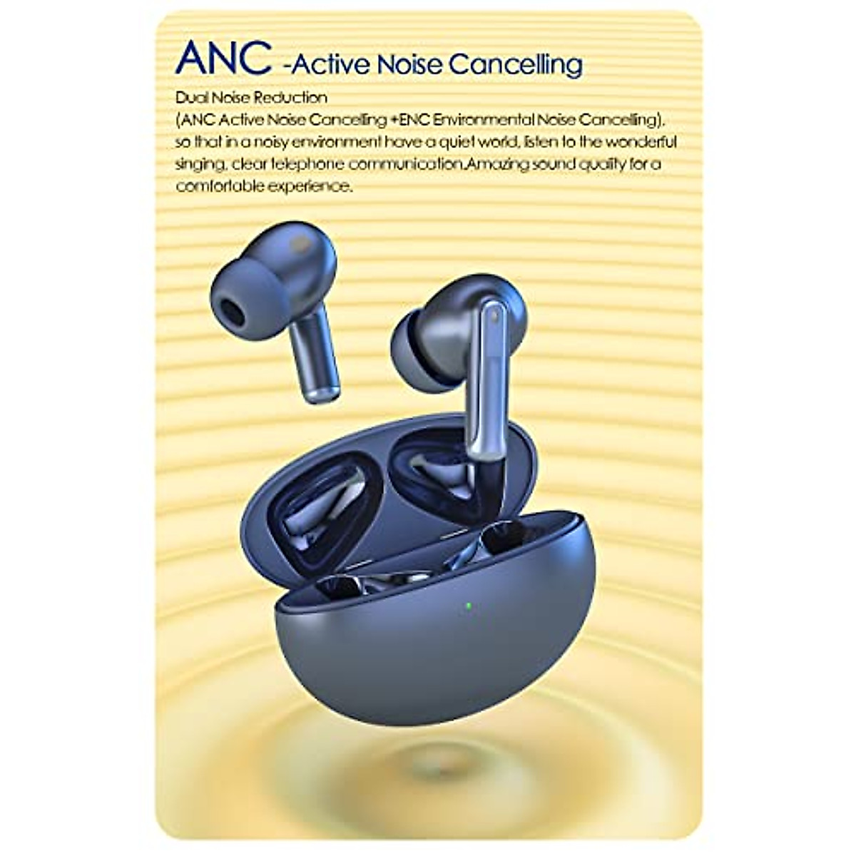 LmtLessDeals Wireless Earbuds Bluetooth Noise Cancelling in-Ear Headphones Waterproof Touch Control Built-in Microphone with Wireless Charging Case… (Silver)