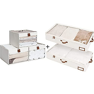 StorageWorks Closet Storage Bins with Clear Window 3 pack, Underbed Storage Box, Under Bed Clothes Organizer With Sturdy Structure and Ultra Thick Fabric 2 pack