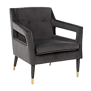 Safavieh Home Mara Retro Glam Shale Velvet and Gold Tufted Accent Chair