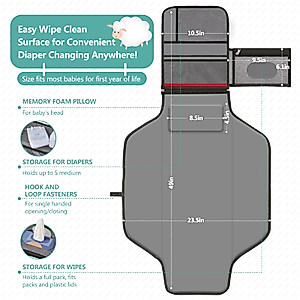 Smart eLf Large Portable Diaper Changing Pad for Newborn, Travel Changing Station with Detachable Waterproof PEVA Mat - Perfect Baby Shower Gifts