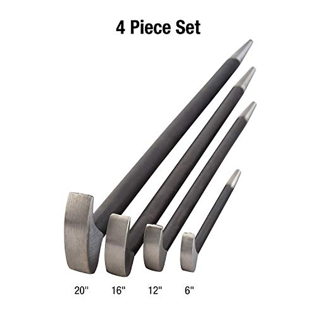 SUNEX TOOLS 9804 Rolling Head Pry Bar Set, 6-Inch - 20-Inch, 4-Piece