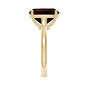 Angara Natural Garnet Solitaire Ring for Women in 14K Yellow Gold (Grade-A | Size-12x10mm) | January Birthstone Jewelry Gift for Women | Birthday | Wedding | Anniversary | Engagement