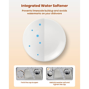 HAVA 2025 NEW Upgraded Countertop Dishwasher with Water Softener and Enhanced Energy Efficiency, Portable Dishwasher with 8 Wash Programs, Child Lock & Delayed Start Function, No Installation Needed