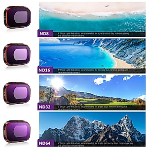 STARTRC Mini 4 Pro Filters, 6 Pack UV CPL ND8 ND16 ND32 ND64 Filter Compatible with DJI Mini 4 Pro Drone, Polarizer and Neutral Density Camera Lens Multi Coated Filter (Aluminum Frame)