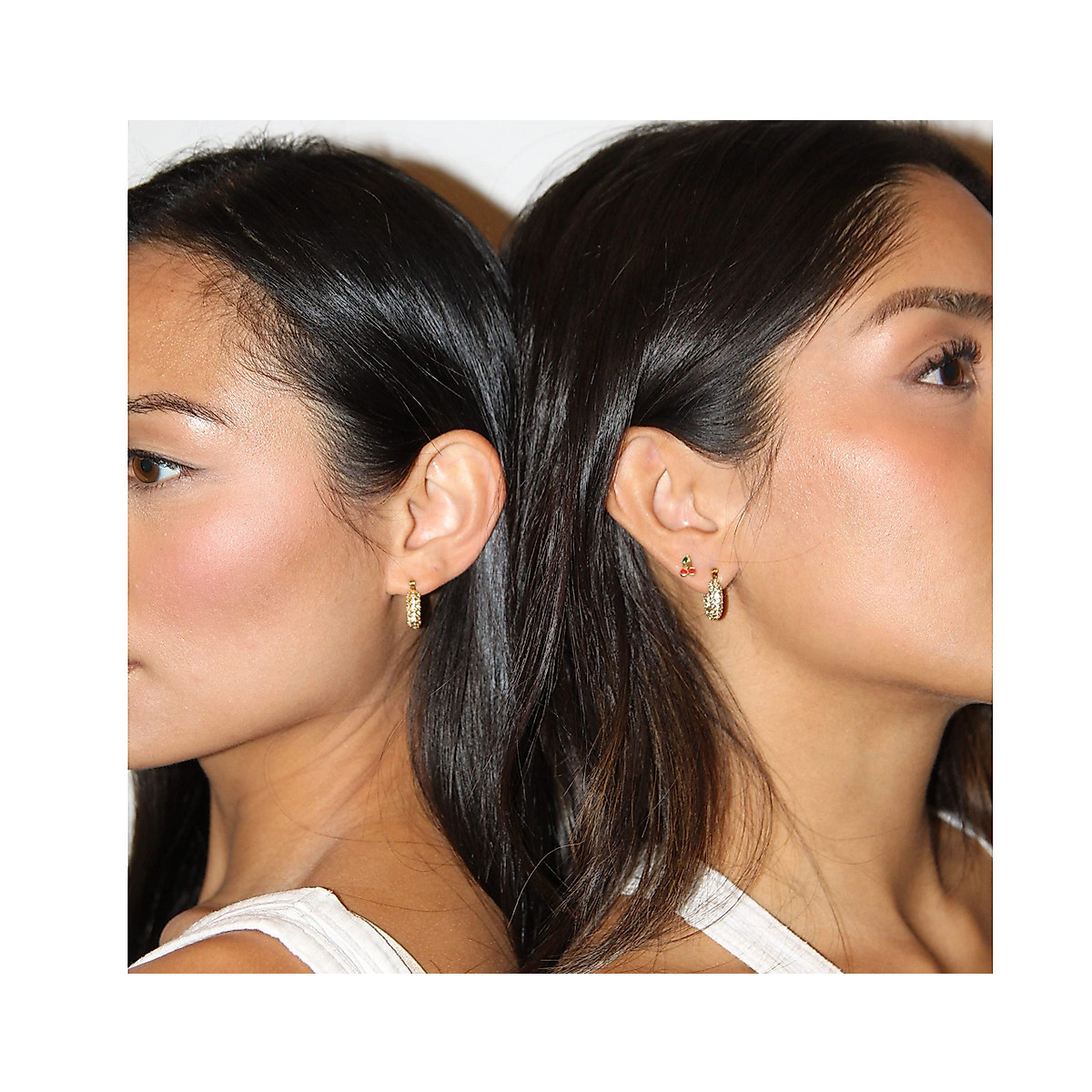 ELISE & DREW - 18k Gold Plated Hoop Earrings, Small Hoop Earrings for women, Stainless Steel, Cubic Zirconia, Gold Earrings for Women, Chunky Earrings, Waterproof, Tarnish Free