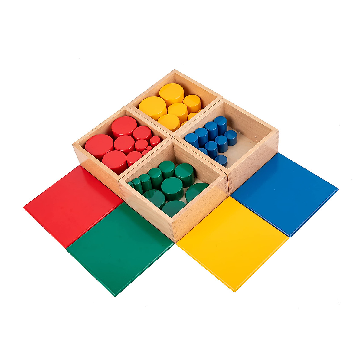 Montessori Toys for 4+ Years Wooden Knobless Color Cylinder Blocks,Baby Games Stacked Arrangement Block,Stacking Toys for Toddler 1-3 Activities Educational Toys(Set of 4)