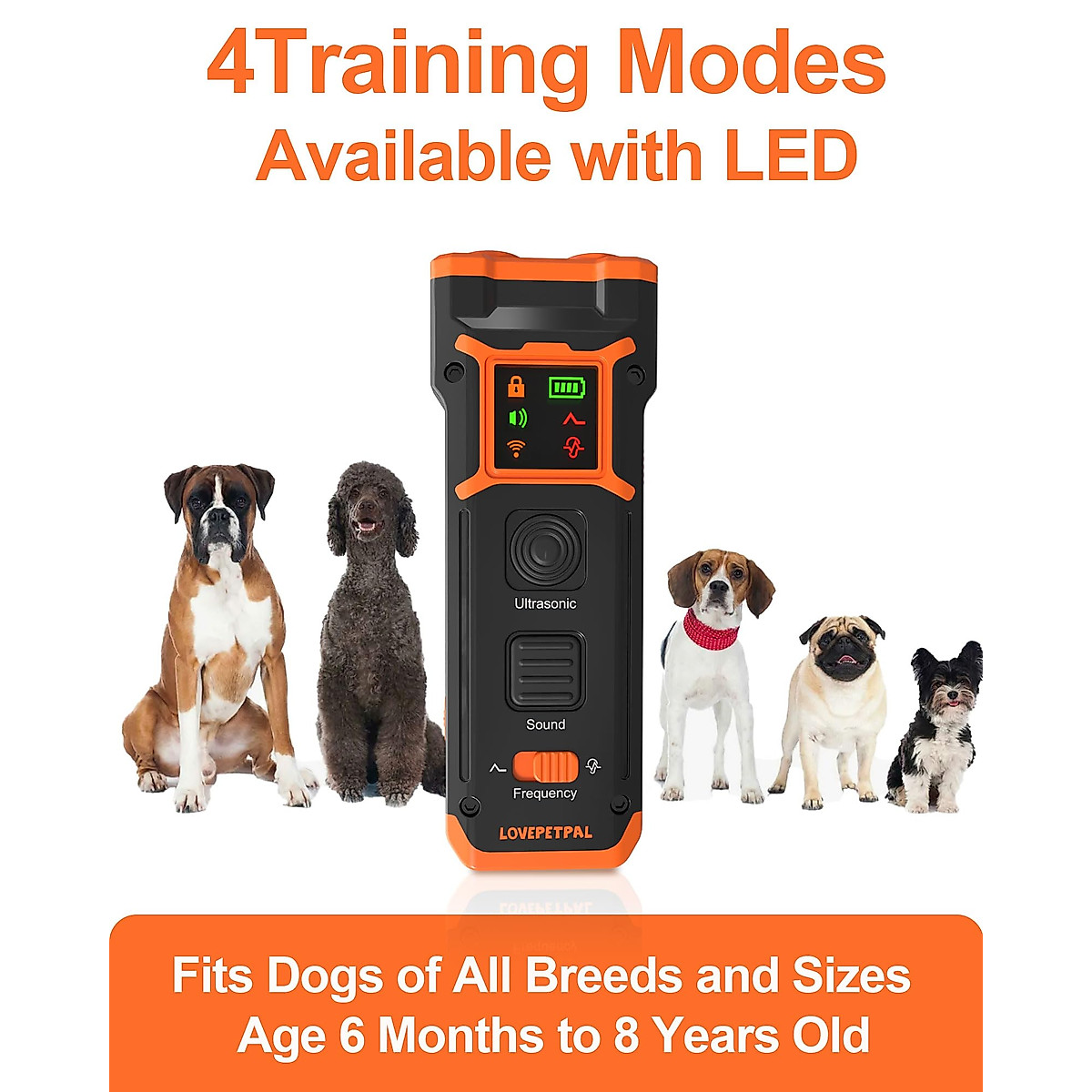 2024 Dog Training Bark Deterrent Device, Anti-Barking Device with HD Display and LED Flashlight for Dogs, Stop Bad Behavior Without Yelling or Swatting, Ultrasonic Stopper Alternative to Shock Collars