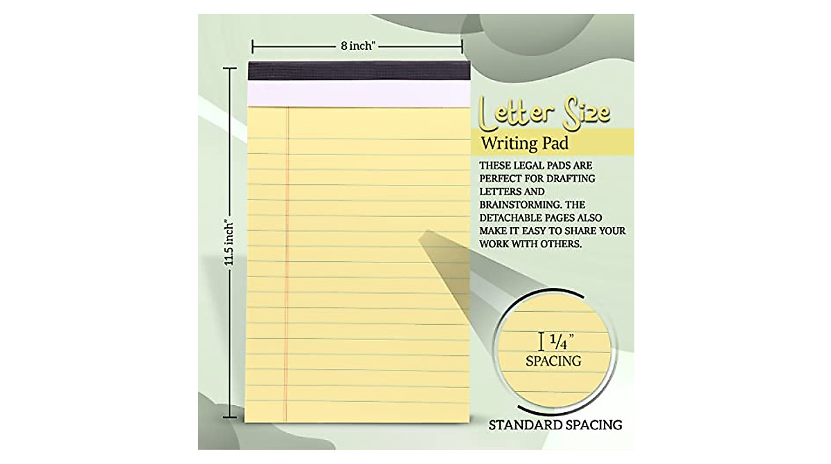Emraw Yellow Legal Pads - Pack of 3, 50 Sheets, Micro Perforated Edges