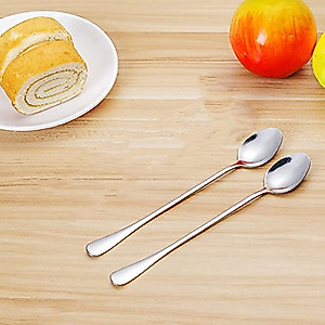 Long Handle Spoons,7.6-inch Ice Tea Spoon, Coffee Stirrers,Ice Cream Spoon, AXIAOLU Premium Stainless Steel Coffee Spoons, Cocktail Stirring Spoons, Set of 4（Silver）