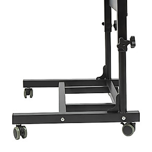 Mobile Stand Up Lectern Podium with Wheels, Portable Heavy Duty Height Adjustable Desk, Ergonomic Ambidextrous Steel Frame for Church Pulpit, Classroom Lecture Speech (Black)