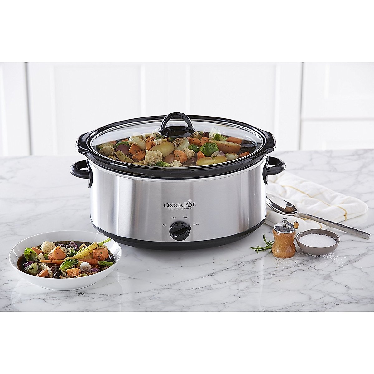 Crock-Pot 7-Quart Oval Manual Slow Cooker | Stainless Steel (SCV700-S-BR)