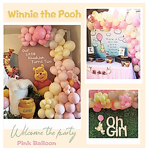 Pink and Yellow Balloon Arch, Pastel Light Pink Balloons Baby Pink Macaron Yellow Balloon Sand white Balloon Arch Kit for Birthday Baby Shower Bee Bear Theme Party Decoration