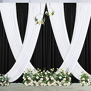 4 Panels White Backdrop Curtains for Wedding Party Wrinkle Free Backdrops Curtain Drapes Fabric Decorations Photo Back Drop Cloth for Baby Shower Photography Stage Reception 20ft(W) x 12ft(H)