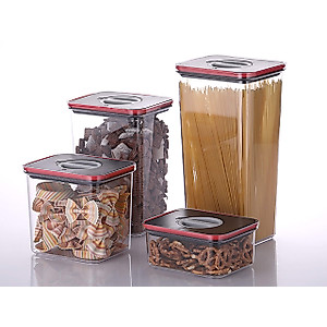 Neoflam Airtight Smart Seal Food Storage Container (Set of 3, Rectangle) | Crystal Clear Body | Modular, Stackable, Nestable Design | Easy to Clean, BPA Free (3.6 L, 121.7 oz)