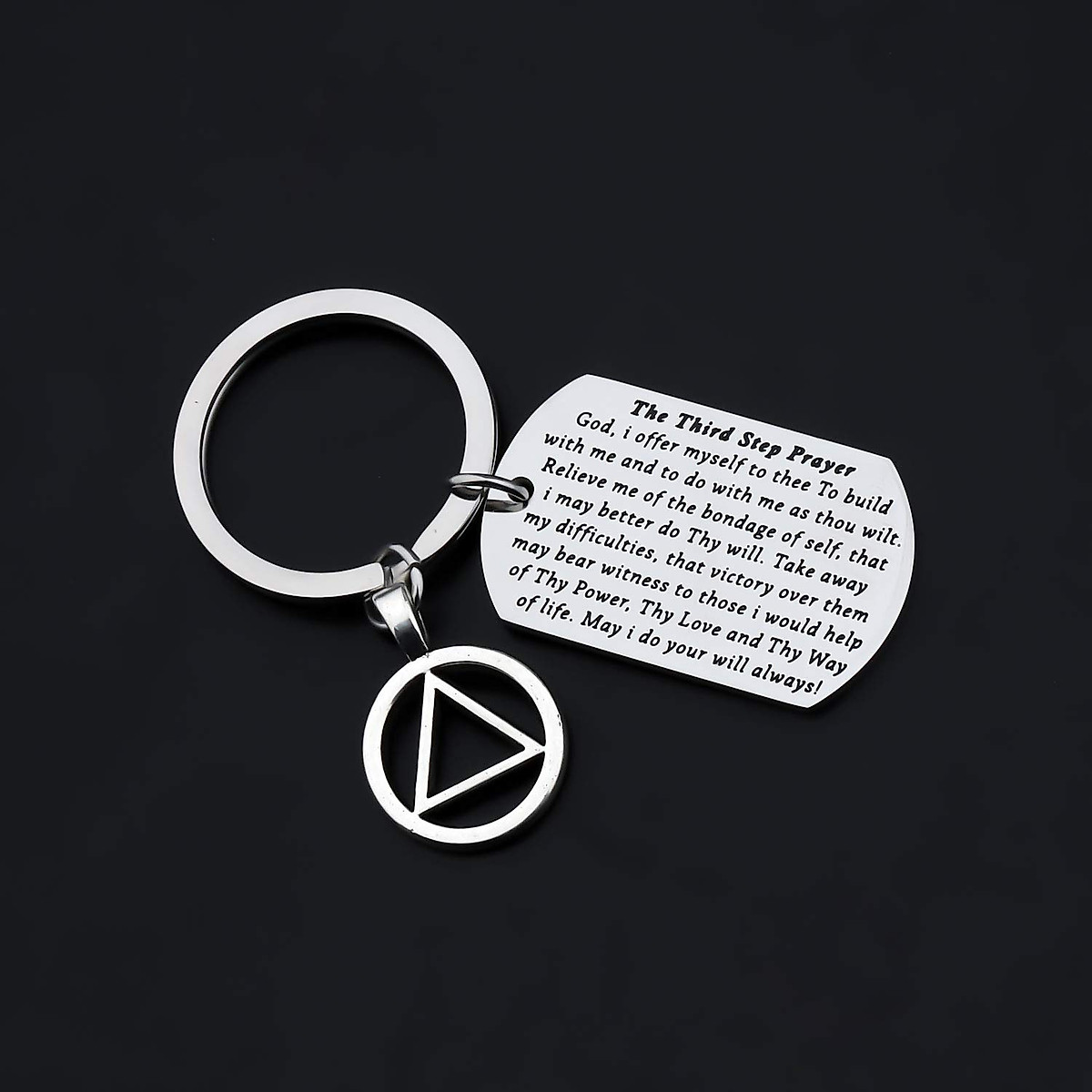 AA Recovery Keychain Sobriety Gifts AA Sponsor Gifts Third Step Prayer Keychain New Beginnings Gift (The third step prayer)