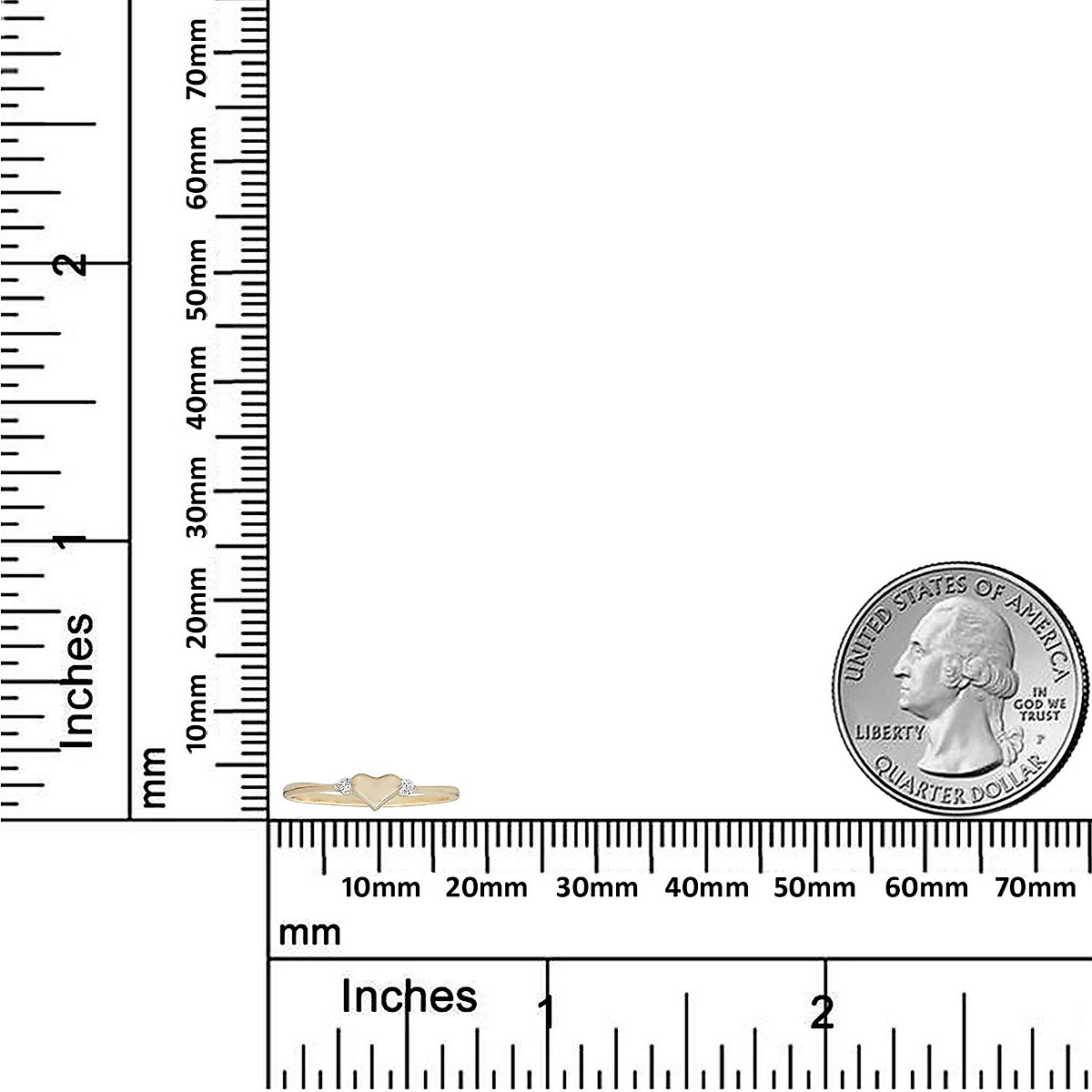 AVORA 10K Yellow Gold Simulated Diamond CZ Heart Ring, Size 4 - Size 4