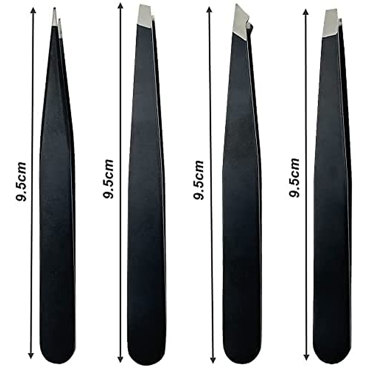 CRUZE Tweezers Set (4-Piece) – Precision Tweezers for Facial Hair Women and Men – Eyebrow Tweezers Slanted and Pointed Tip for Ingrown Hair.