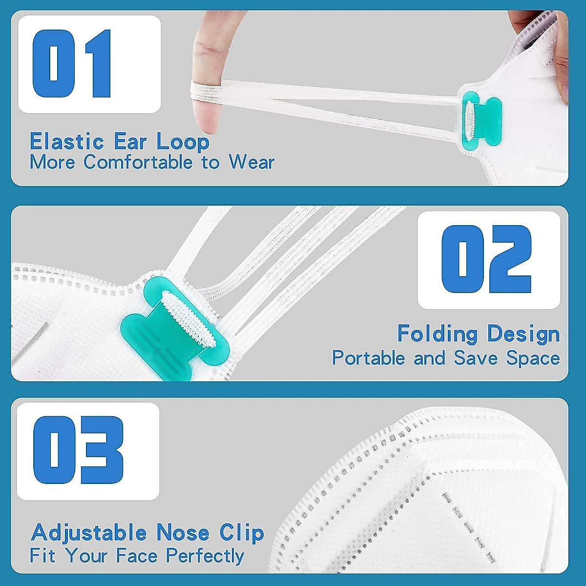 NIOSH Approved N95 Mask Particulate Respirators, Pack of 20 N95 Face Masks, Individually Wrapped, Universal Fit