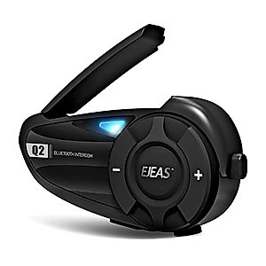 EJEAS Q2 Motorcycle Helmet Bluetooth Intercom Headset, Communication System, Intercomunicador para Casco De Moto, for 2 Motorcycle Riders Within 800M, Auto-Answer The Call, FM Radio, Type-C 1 Pack