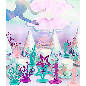 SUNBEAUTY 20Pcs Mermaid Party Decoration DIY Felt Table Centerpiece Under The Sea Baby Shower Little Mermaid Girl Birthday Party Supplies