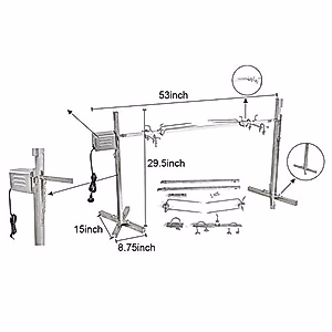 iMeshbean Barbecue Grill 50-70KGF Stainless Steel Large Grill Rotisserie Spit Roaster Rod Charcoal BBQ Pig Chicken 15W Motor Kit for Outdoor Cooking Meat