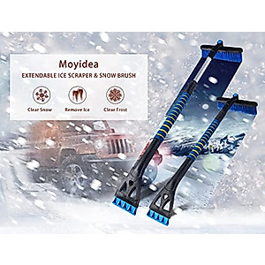 Moyidea 36" Extendable Ice Scraper Snow Brush Detachable Snow Removal Tool with Ergonomic Foam Grip for Car SUV Truck