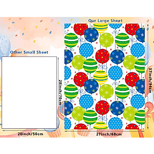 BOLIANNE Birthday Wrapping Paper for Boys Girls Kids Men Women - Gift Wrapping Paper with Balloon 'Happy Birthday' Candles, 6 Large Sheets Gift Wrap for Holiday Party, Folded Flat, 27 X 37 Inch