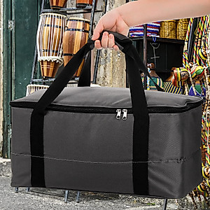 YOUEON Bongo Drum Bag with Carrying Grip, 18 Inch Standard Size Padded Bongo Gig Bag Bass Drum Fabric Bag with Dense Protective Interior Padding, Grey