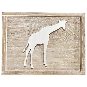Bon et Beau 16×12 Inch Wood Cut-Out Giraffe Wall Decor - Neutral Wall Art for Baby Girl Baby Boy Nursery, Kids Room, Playroom Decor