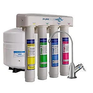 Pure Blue H2O 4-Stage 50 GPD Certified Reverse Osmosis Water Filter System