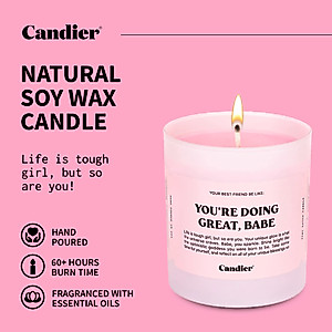Ryan Porter “You’RE Doing Great, Babe” Candle - 100% Natural & Vegan - Made of Hand-Poured Soy Wax & Cotton Wick - Smells Lavender, Herbs, Sandalwood - Paraben, Phthalate, Lead-Free Decor Candle