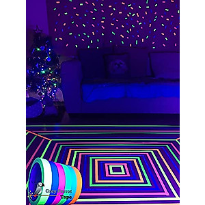 GreyParrot Tape UV Tape Blacklight Reactive, (6 Pack), (6 Colors), 33ft Per Roll, Fluorescent Cloth Tape, Glow in The Dark Tape Under UV Black Light