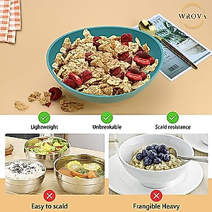 Wrova 65oz Big Wheat Straw Bowls - Large Salad Bowls set of 6 - Unbreakable Serving Bowls - Microwave & Dishwasher Safe - Oval Bowls for Cereal,Salad,Fruit - Forest Series