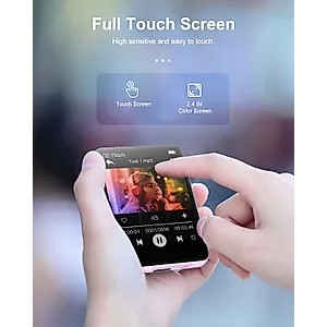 64GB MP3 Player with Bluetooth 5.3, Portable Digital Lossless Music Player with Built-in Speaker, 2.4 in Full Touch Screen, FM Radio, Line-in Voice Recorder, Earphones Included, Support up to 128GB