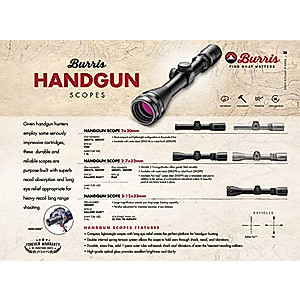 Burris Optics Handgun Plex Reticle Pistol Hunting Scope, 2X20mm, Silver Nickel (200229)