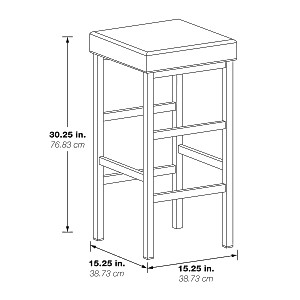 OSP Home Furnishings Backless Stool with Gold Frame, 30-Inch, White