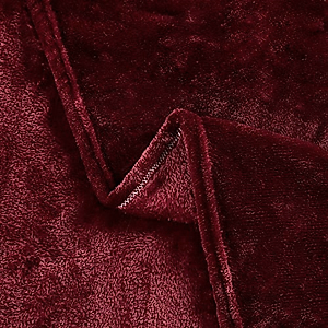 Homiest Fleece Throw Blanket with Fringe, Soft & Cozy Flannel Wine Red Throw Blanket, Lightweight Decorative Throw Blanket for Sofa Bed Chair All Season (Burgundy, 50 x 60 Inch)