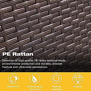 YOLENY Outdoor Wicker Bar Cart,Rolling Patio Wine Cart with Ice Bucket,Glass Countertop, Wine Glass Holders,Rattan Bar Serving Cart for Pool, Party, Backyard