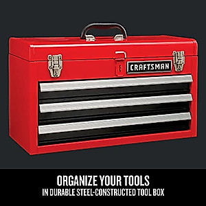 Craftsman Mechanic Tool Set, 215 Piece, Hand Box Set in Metal, 3 Drawers, Red (CMMT45303)